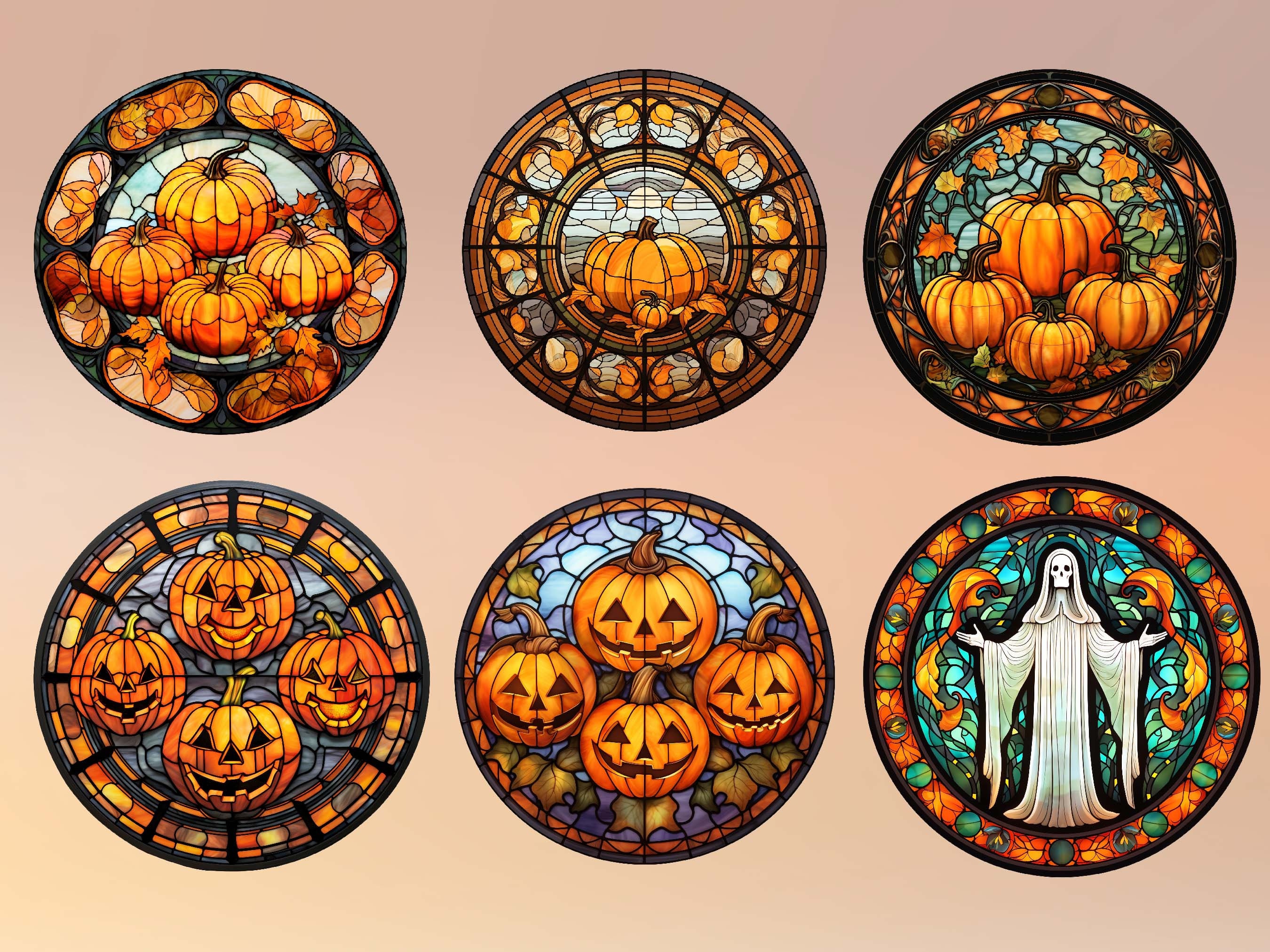 Halloween Stained Glass Clipart Designs 20 PNG Clip Art - Etsy