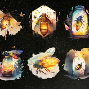 Watercolor Firefly Clipart Bundle, Summer Decor, Fireflies Art ...