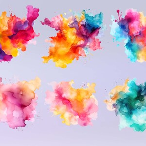 Watercolor Splash Clipart PNG 20 Color Paint Splatter Clipart Alcohol ...