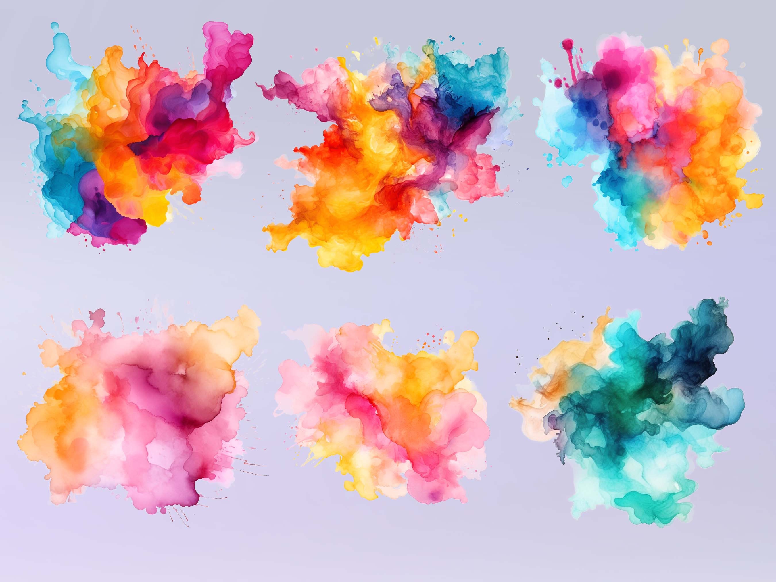 Watercolor Splash Clipart PNG 20 Color Paint Splatter Clipart Alcohol ...