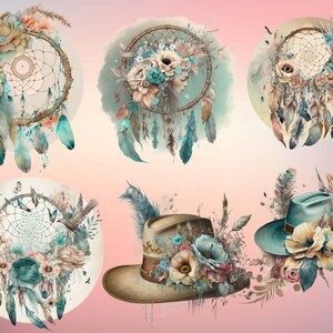 Watercolor Western Boho Clipart Bundle PNG | Cowgirl Hat Cactus Boots ...