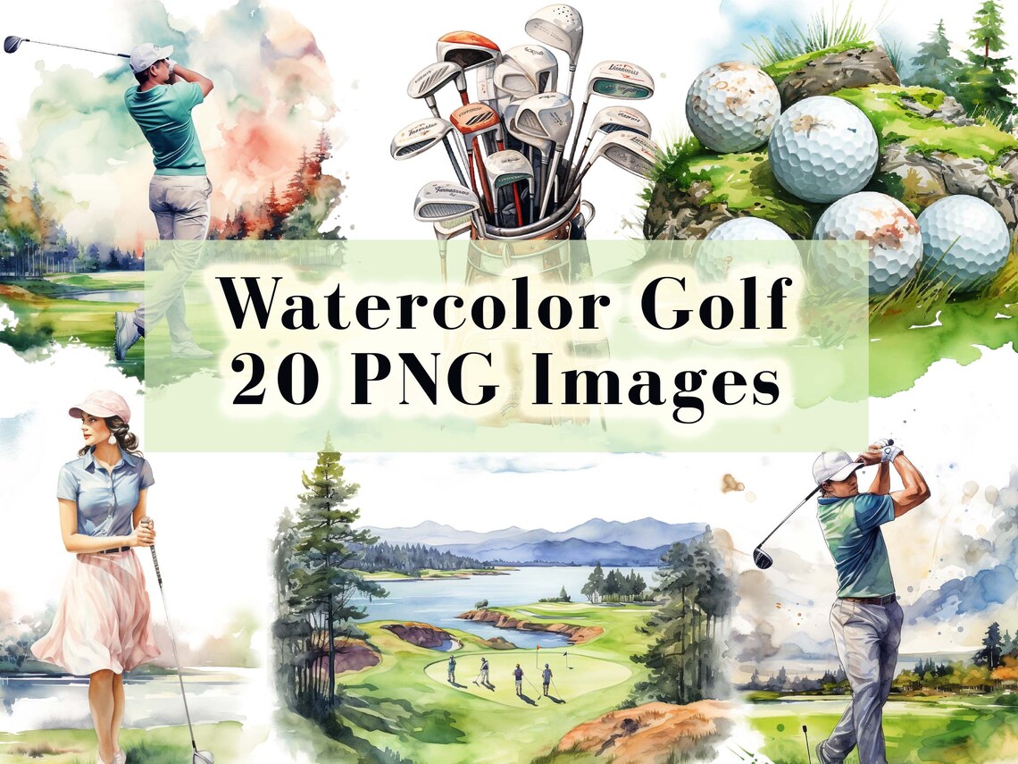 Watercolor Golf Clipart Golf Club PNG Golfer Graphics Golf Ball Clipart ...