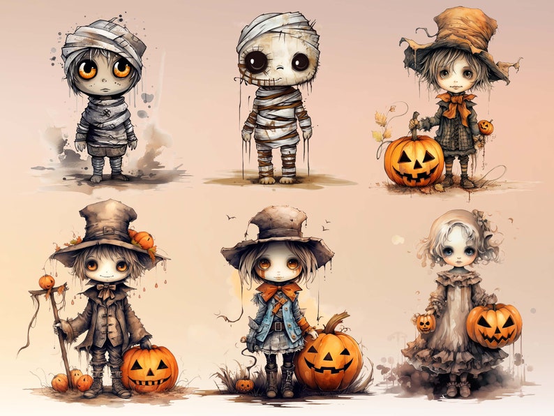 Cute Halloween Characters Clipart 20 Cute Graphics, Halloween Art for ...