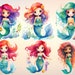 Mermaid Clipart Under the Sea Watercolor Clip Art, 20 Transparent PNG ...