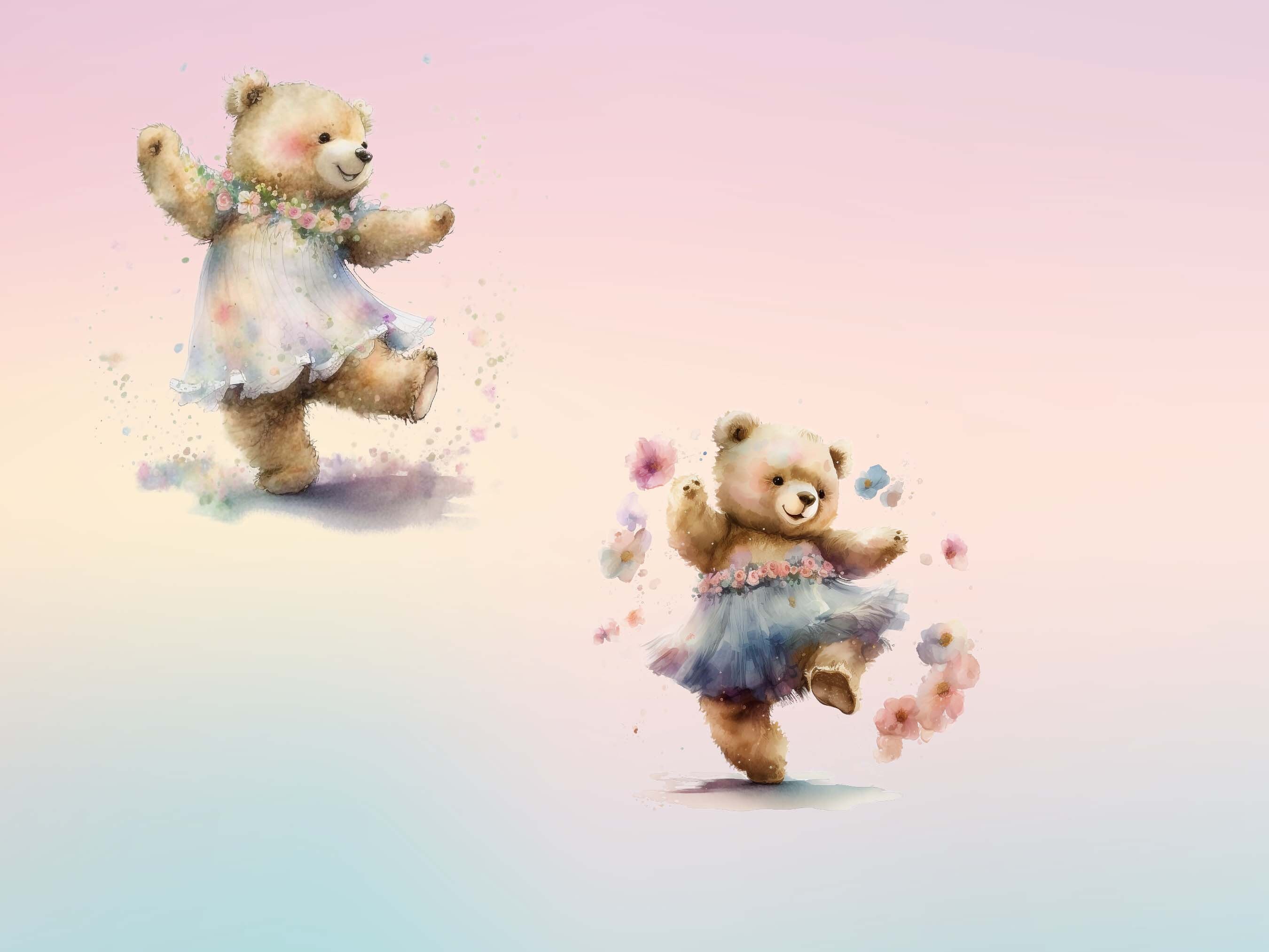 Baby Bear Nursery Art PNG Bundle, Watercolor Teddy Bear Printable ...