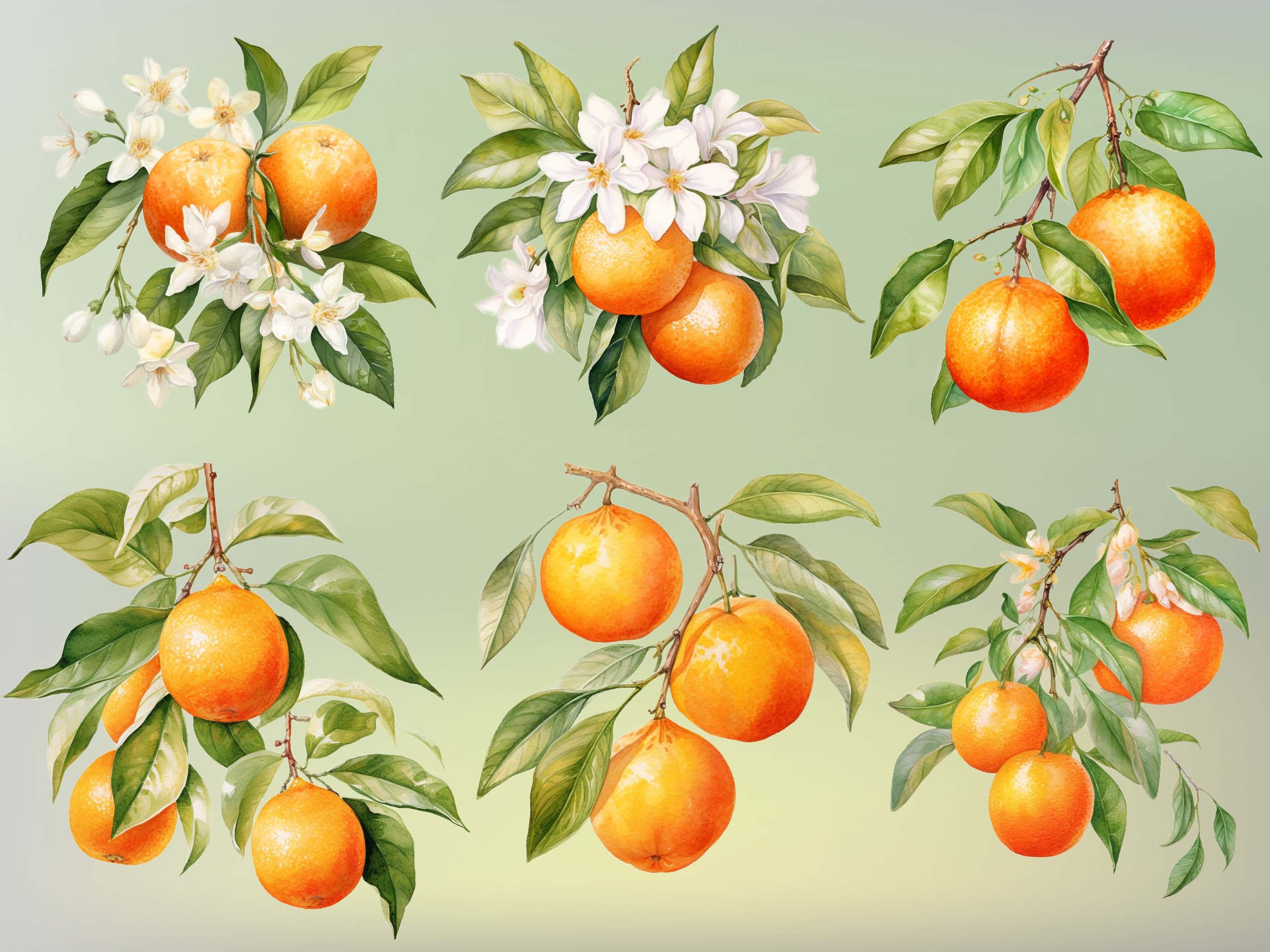 Watercolor Orange Clipart - 21 PNG Clip Art Graphics - Orange Twig ...