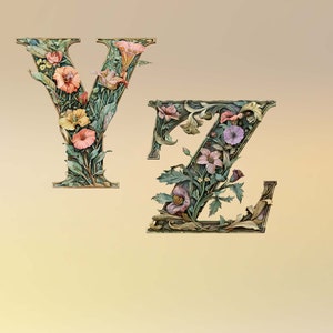 Floral Alphabet Collection Clipart 26 Transparent PNG Bundle, Alphabet ...