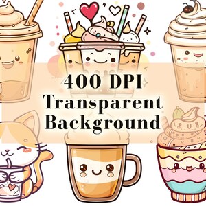 Coffee Kawaii Clipart Bundle - 20 Cute Coffee PNG Clip Art, Coffee ...
