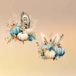 Boho Pumpkin Clipart, Fall Clipart, Thanksgiving Clipart, Watercolor ...