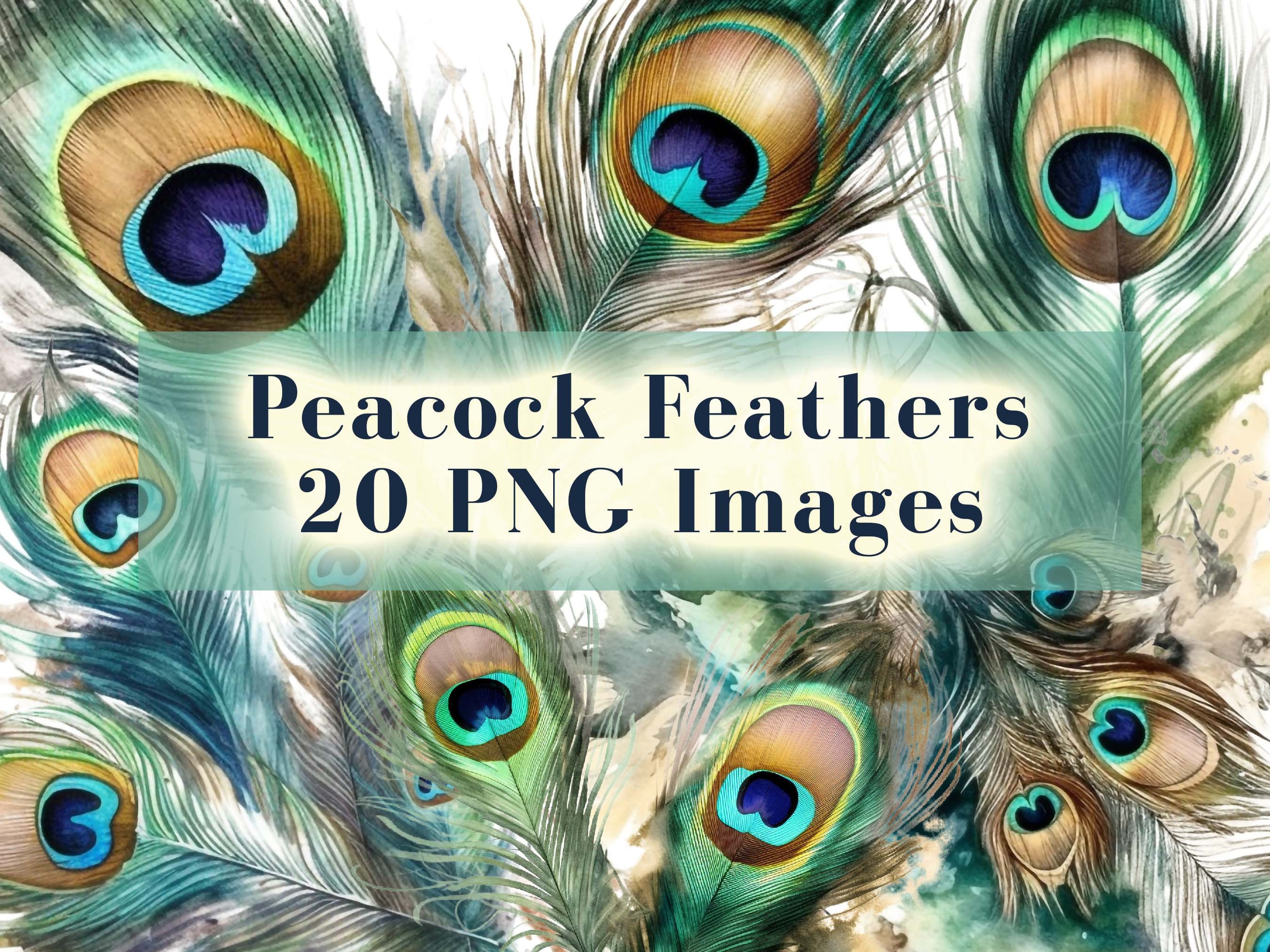 Watercolor Peacock Feather Clipart Bundle, 20 Peacock PNG, Boho Feather ...
