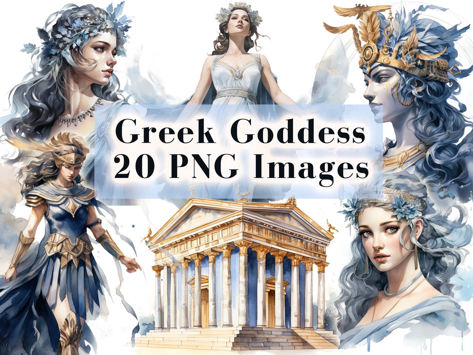 Greek Goddess Watercolor Clipart Bundle, 20 Ancient Greek Mythology Art ...