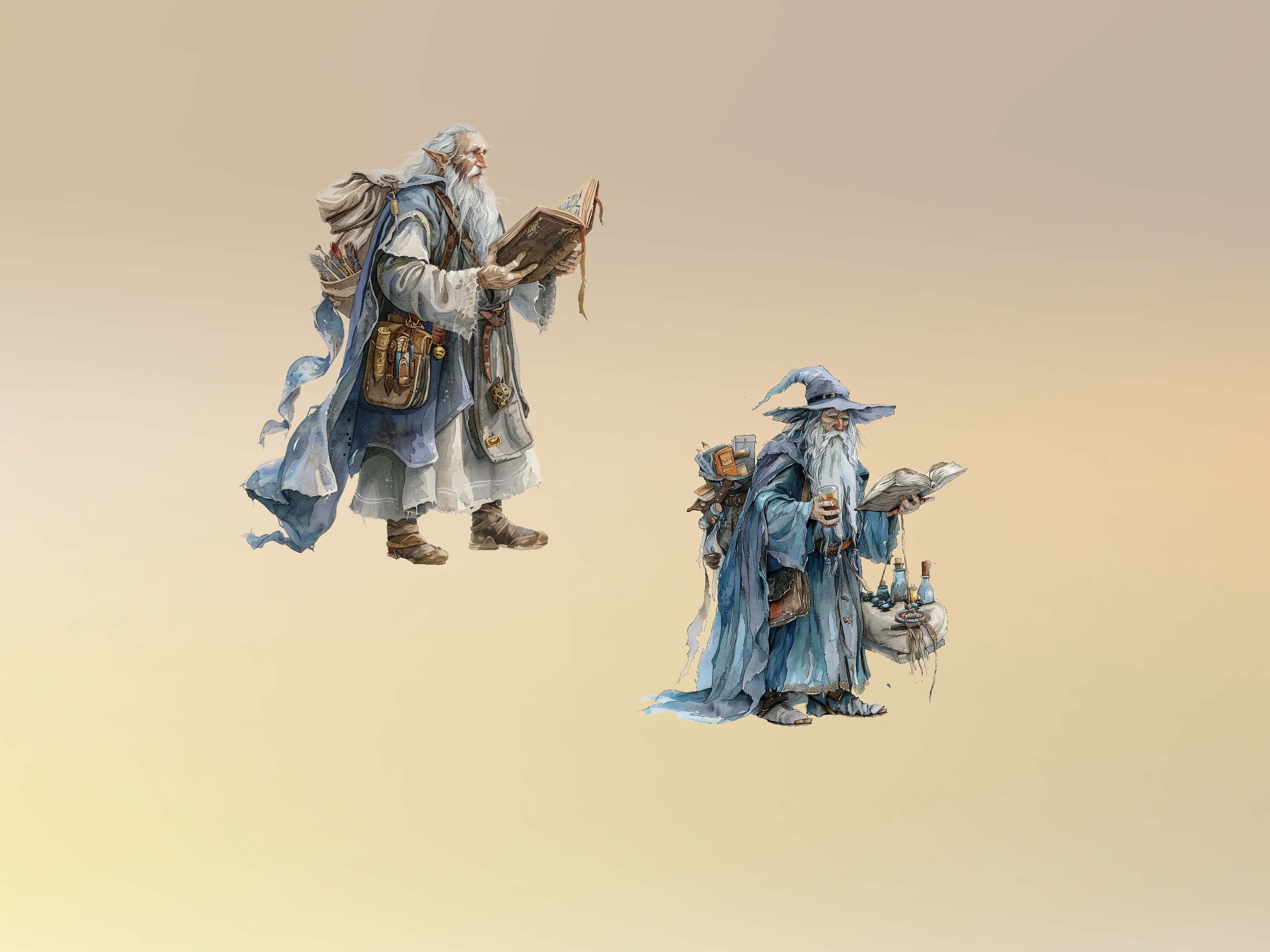 D&D Wizard Clipart 20 PNG Fantasy Illustrations, Retro Wizard PNG ...
