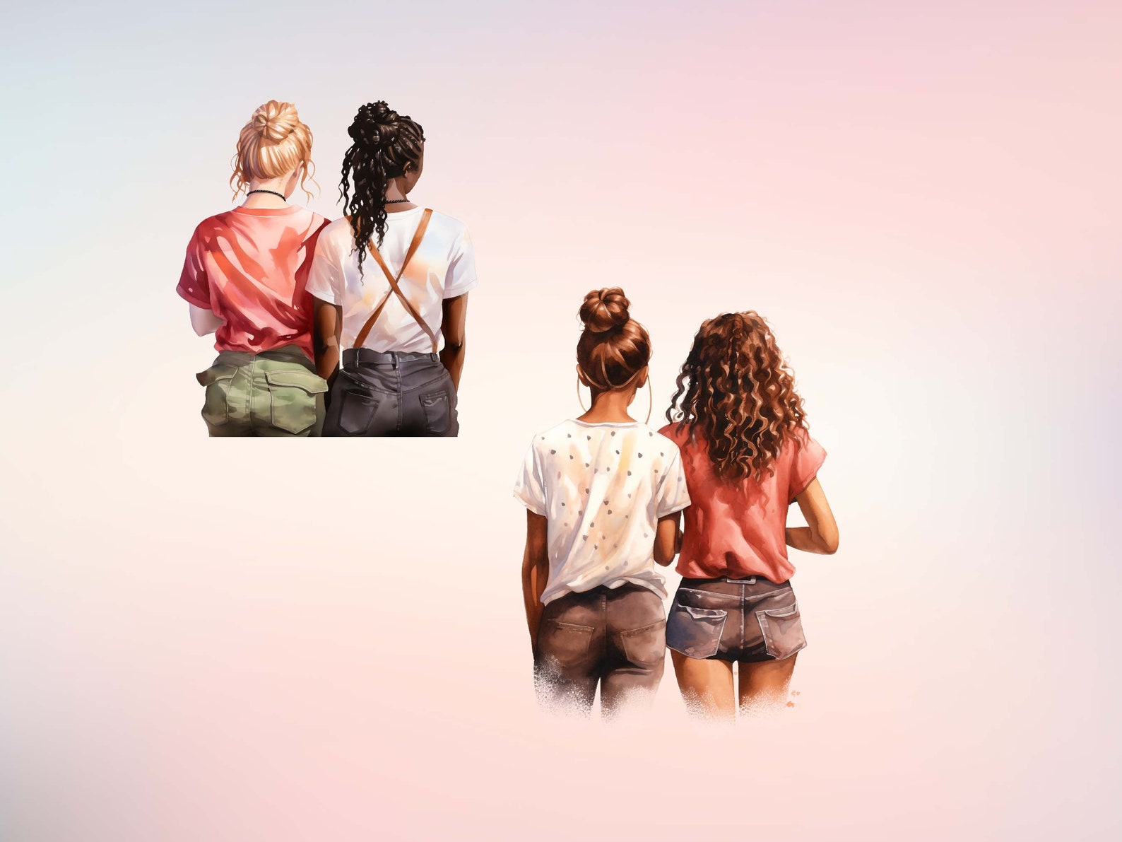 Best Friends Clipart – Girlfriends, Sisters PNG Graphics (20 Images ...