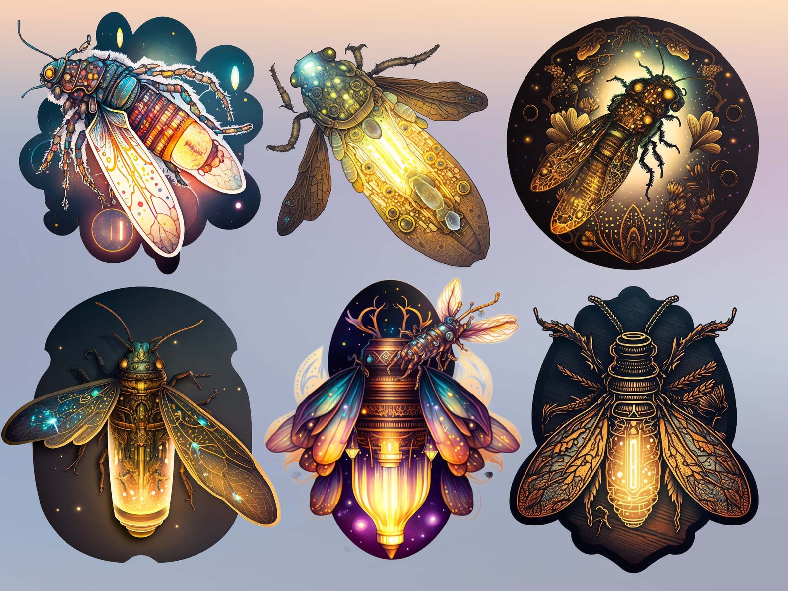 Intricate Firefly Clipart Bundle 20 PNG With Transparent Background ...