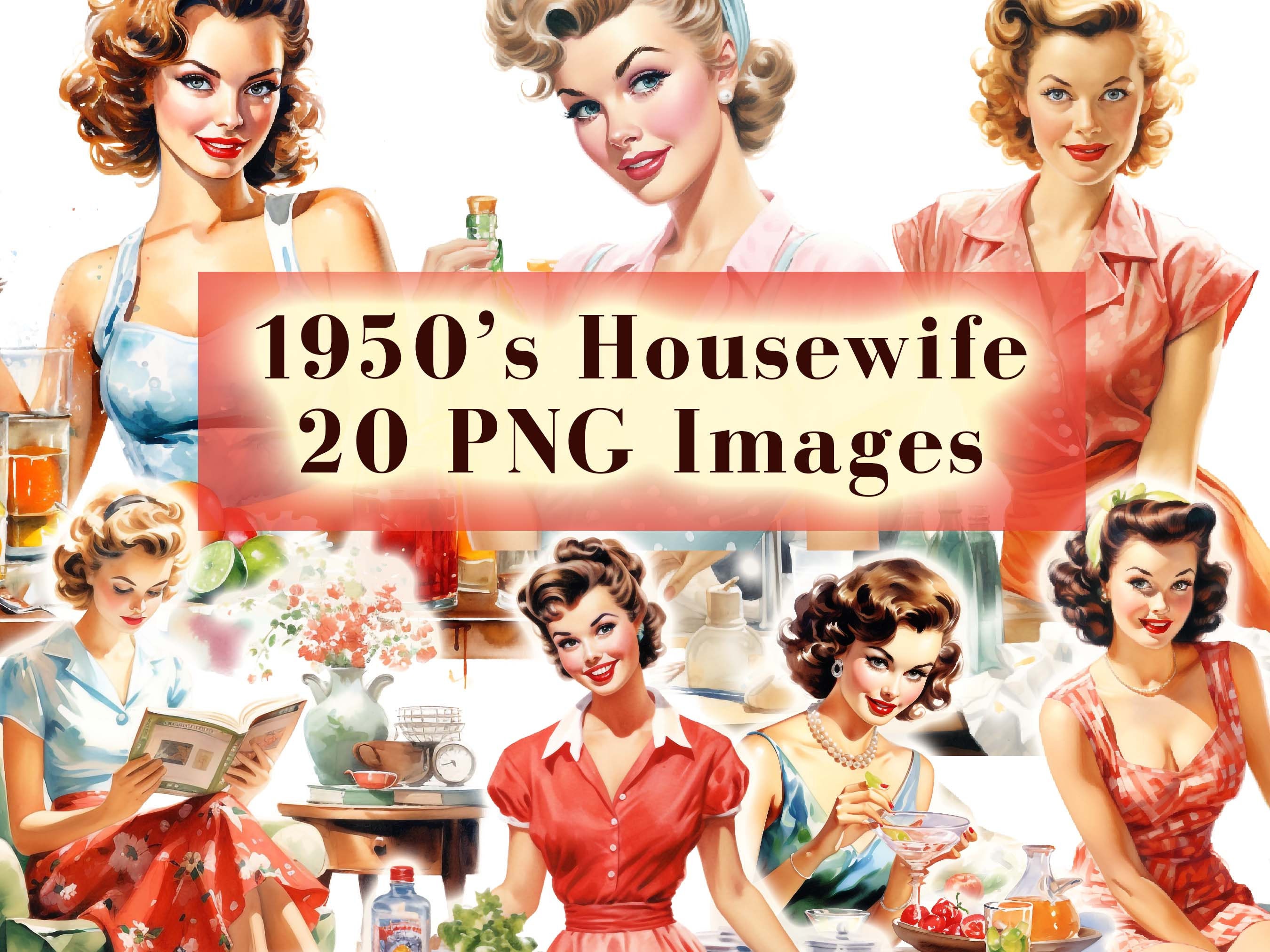 1950s Vintage Housewife PNG Clipart, 20 Retro Housewives, Pin up Girls ...