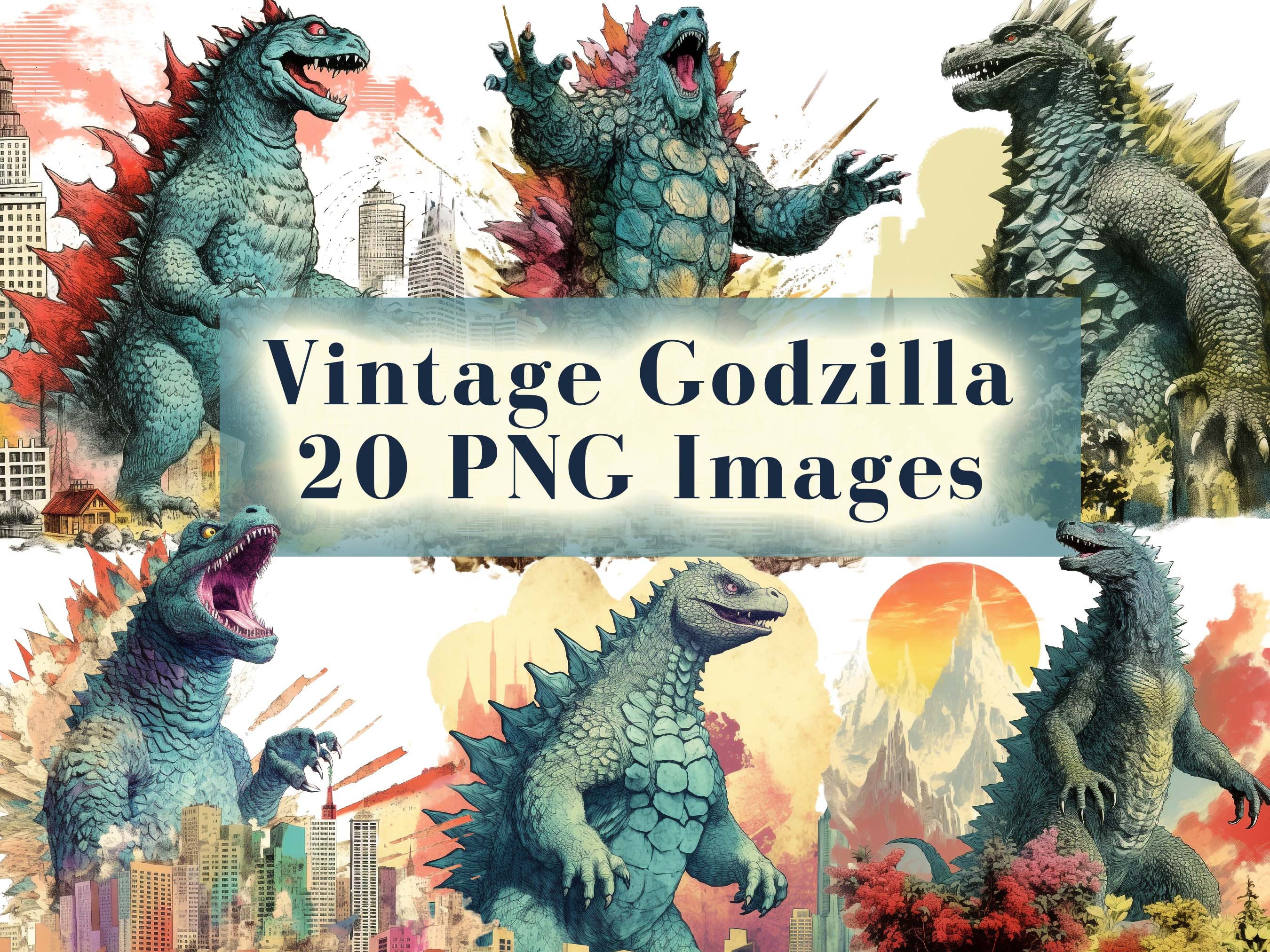 Vintage Godzilla PNG Clipart Bundle - 20 High-quality Monster ...