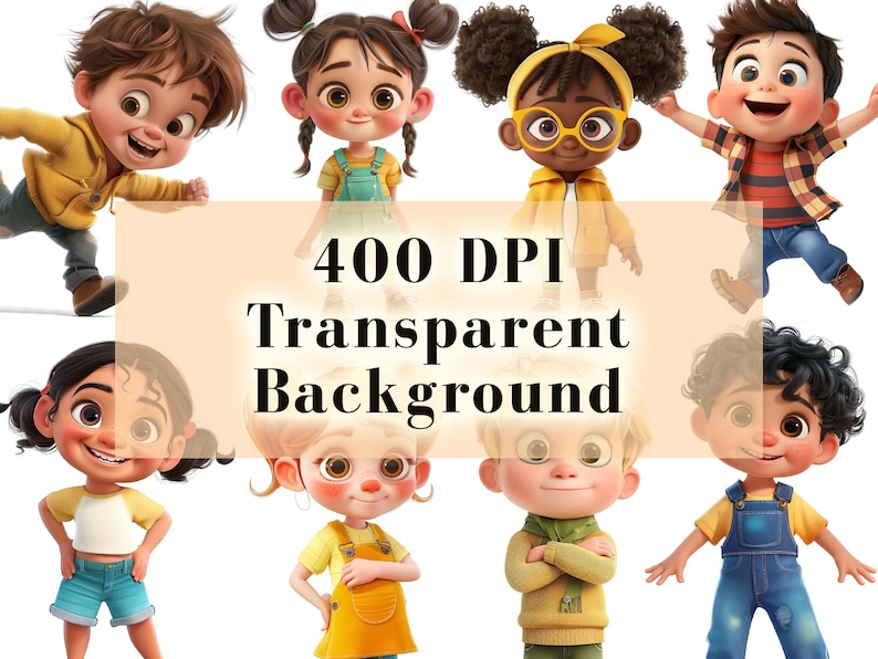 Quirky Kids Clipart Bundle 20 PNG, Mixed Media Whimsical Kids Clip Art ...