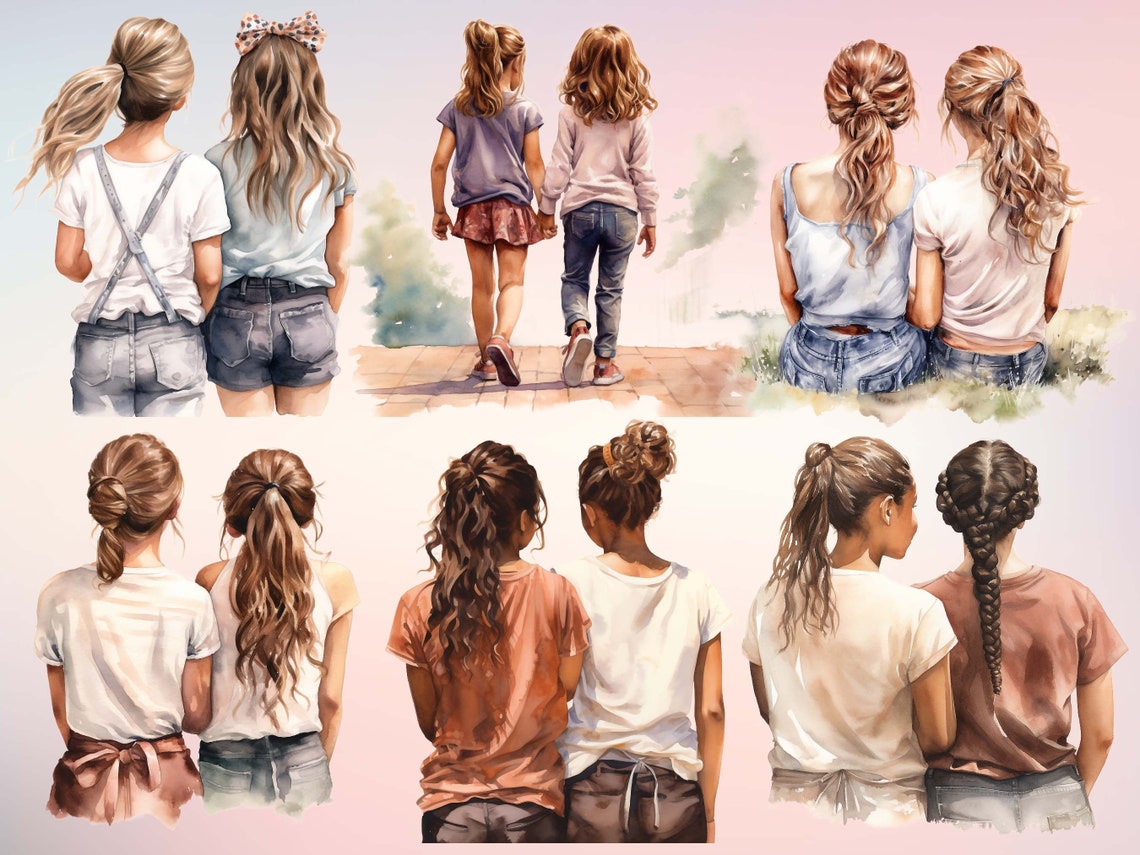 Best Friends Clipart 20 PNG Graphics, Sisters PNG, Girlfriends Clip Art ...