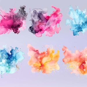 Watercolor Splash Clipart PNG 20 Color Paint Splatter Clipart Alcohol ...