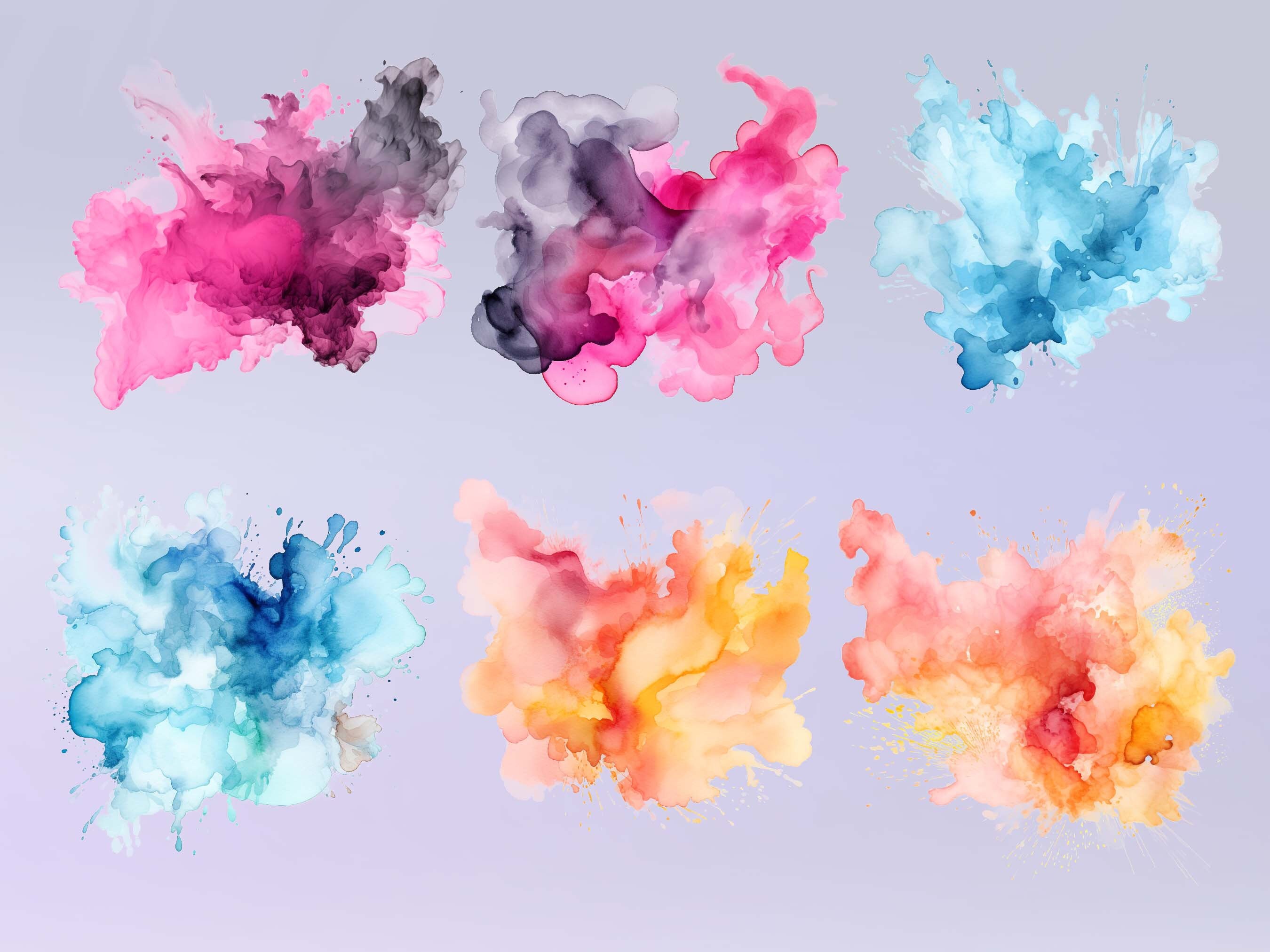 Watercolor Splash Clipart PNG 20 Color Paint Splatter Clipart Alcohol ...