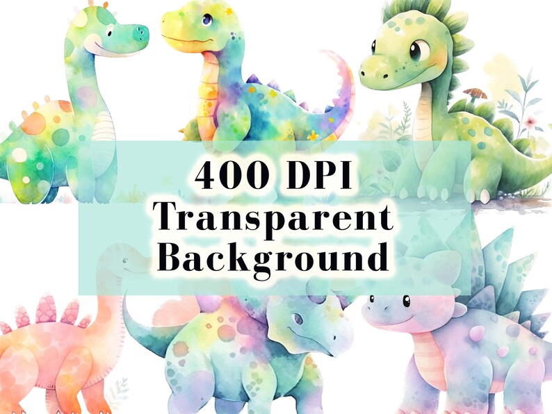 Watercolor Dinosaur Clipart Bundle 20 PNG Nursery Clip Art, Dinosaur ...