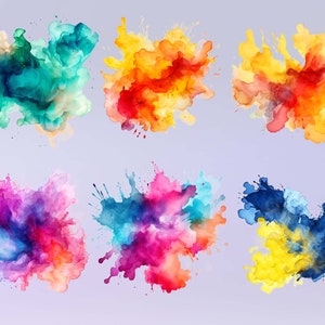 Watercolor Splash Clipart PNG 20 Color Paint Splatter Clipart Alcohol ...