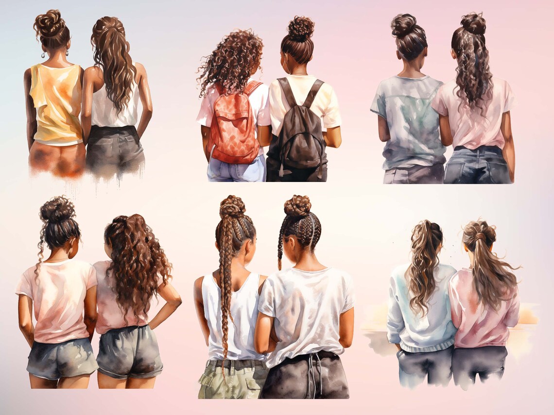 Sisters Clipart – Best Friends PNG Graphics, Sublimation Design ...