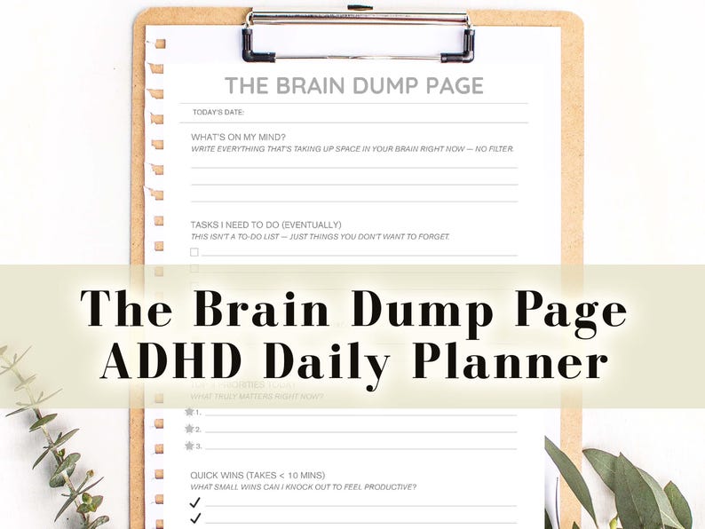 Brain Dump Printable Worksheet - ADHD Mental Clarity Planner PDF ...