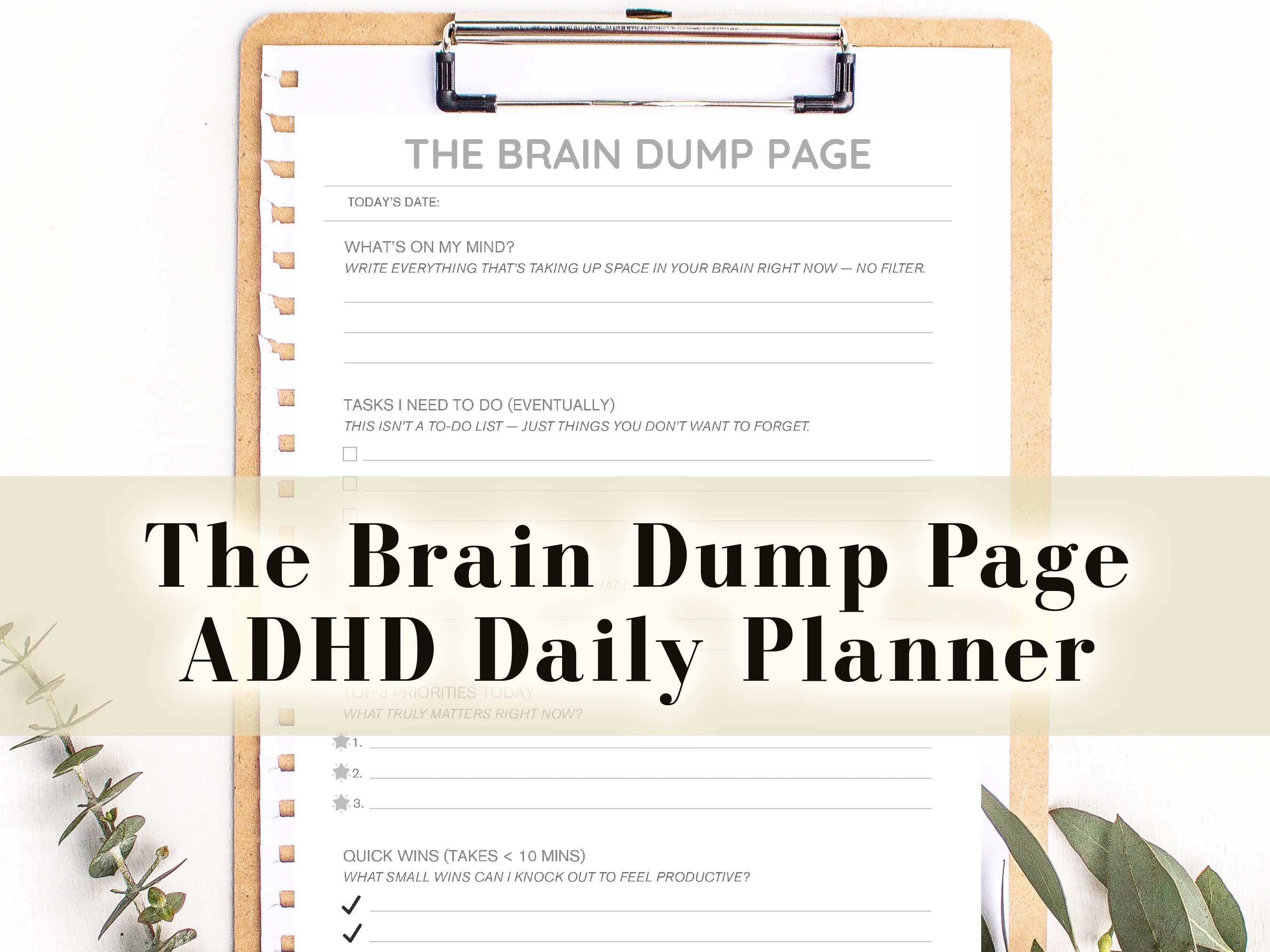 Brain Dump Printable Worksheet - ADHD Mental Clarity Planner PDF ...