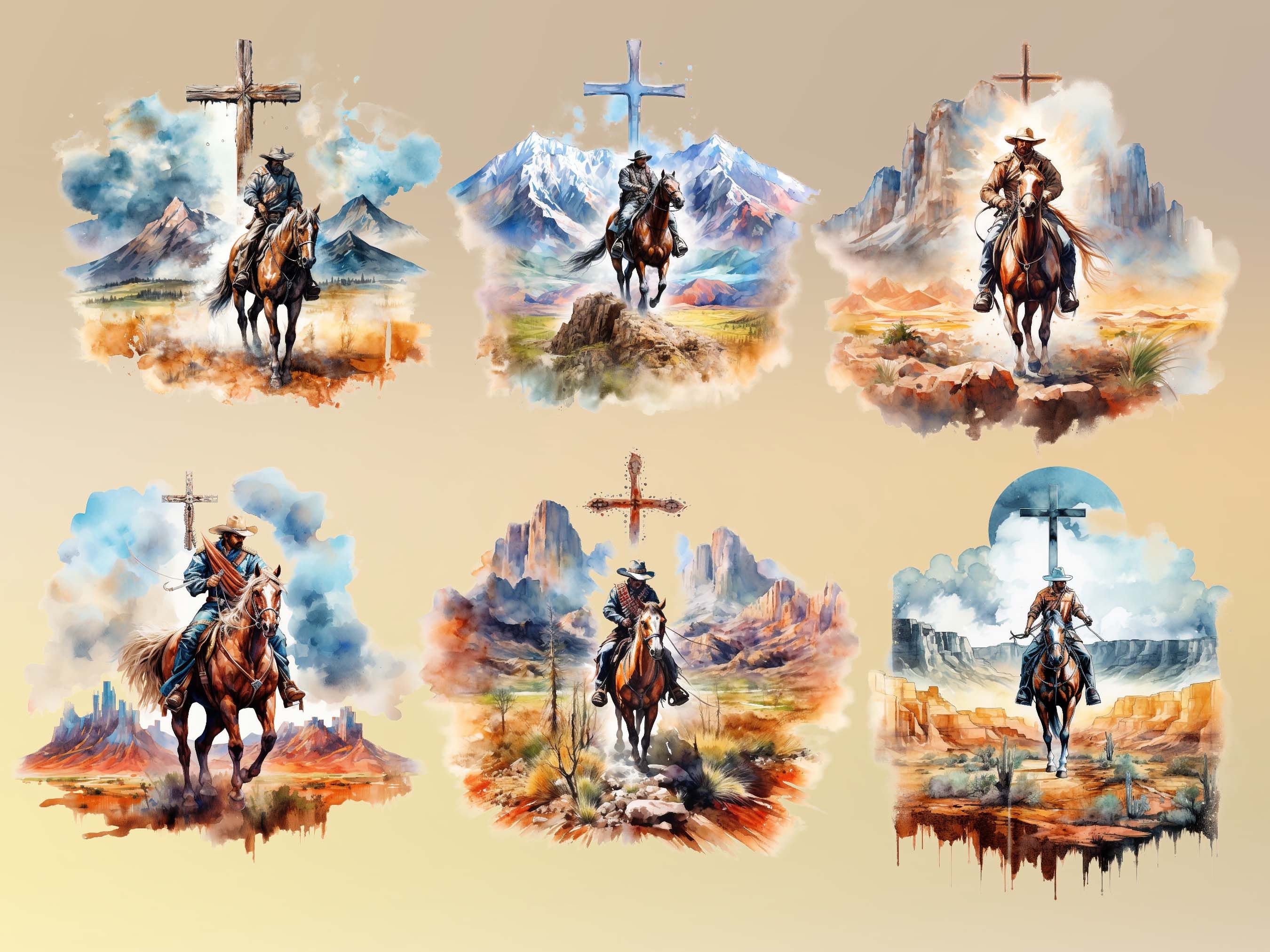 Christian Cowboy PNG Designs for Sublimation, 20 Western Christian PNG ...