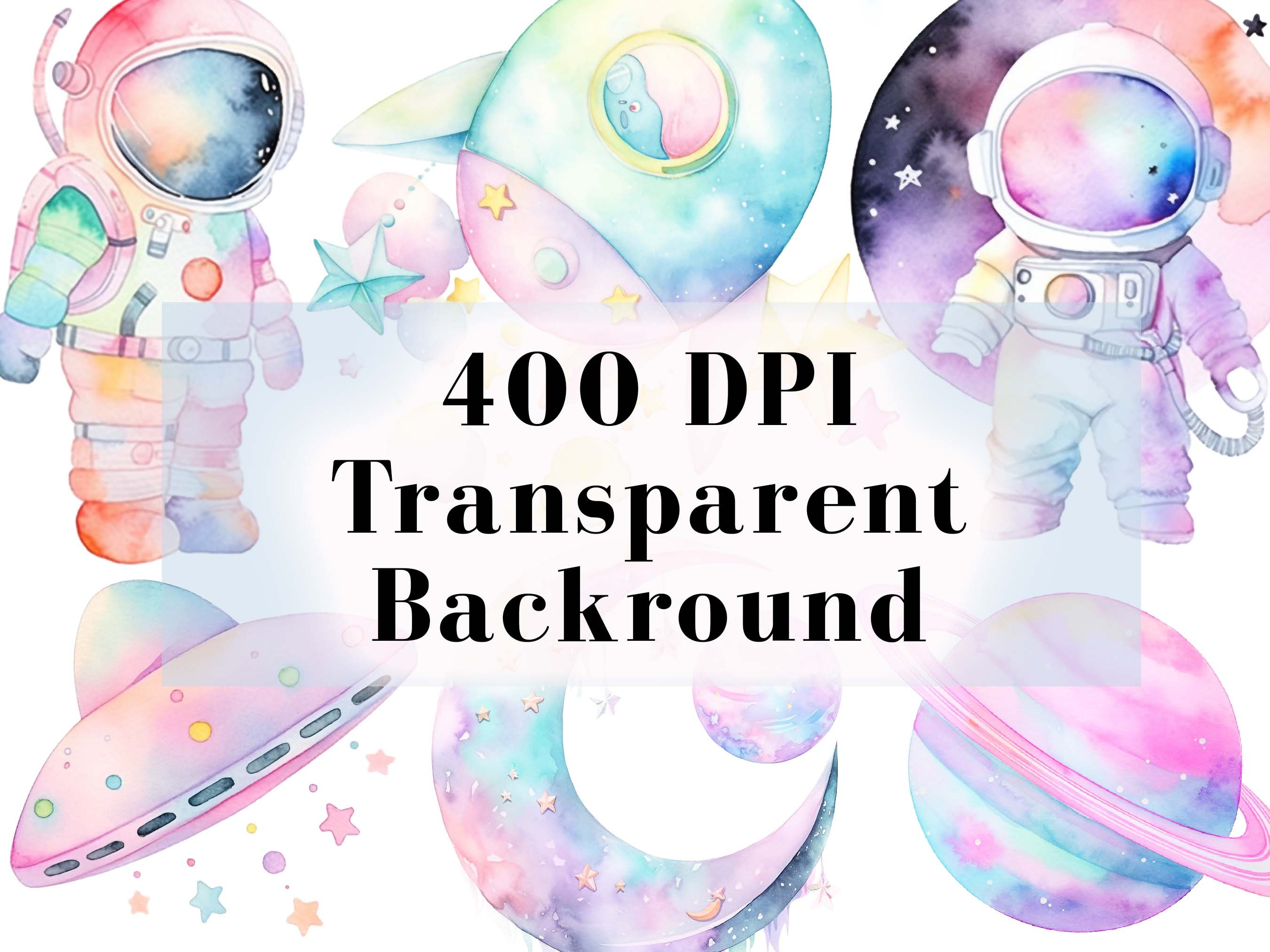 Pastel Outer Space Watercolor Clipart Bundle, 20 Cute Astronaut PNG ...