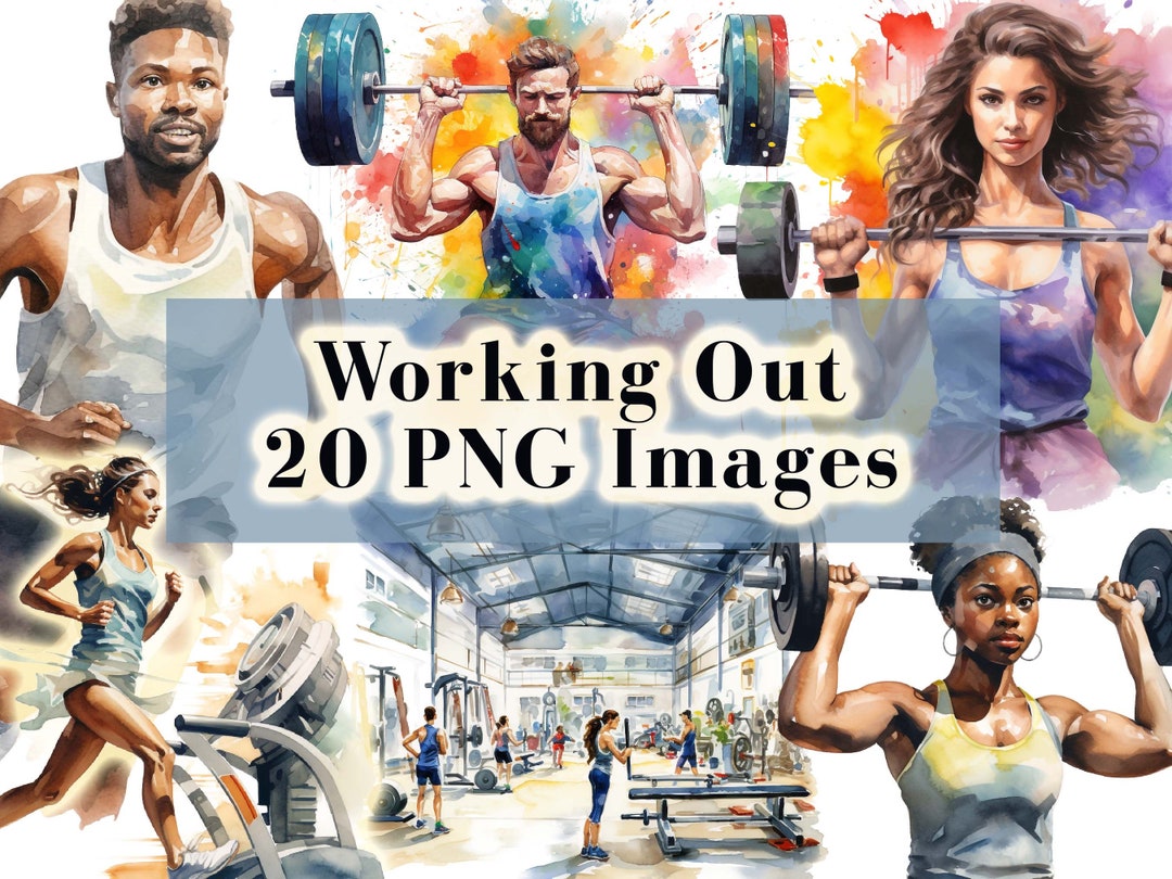 Watercolor Workout PNG Bundle, 20 Fitness Clipart PNG, Sports PNG ...