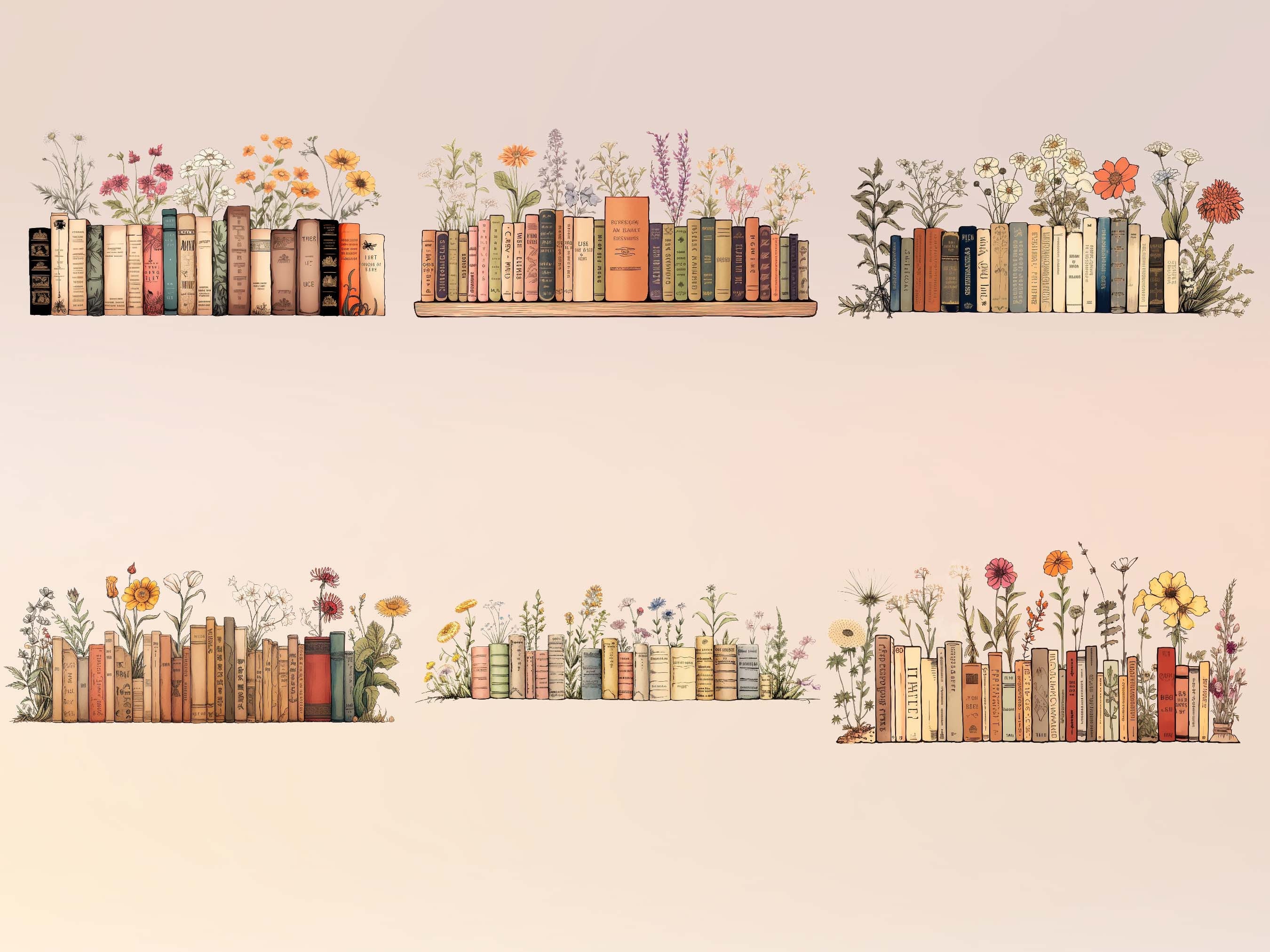 Wildflower Book Border Clipart, Minimalist Floral Watercolor 20 PNG ...