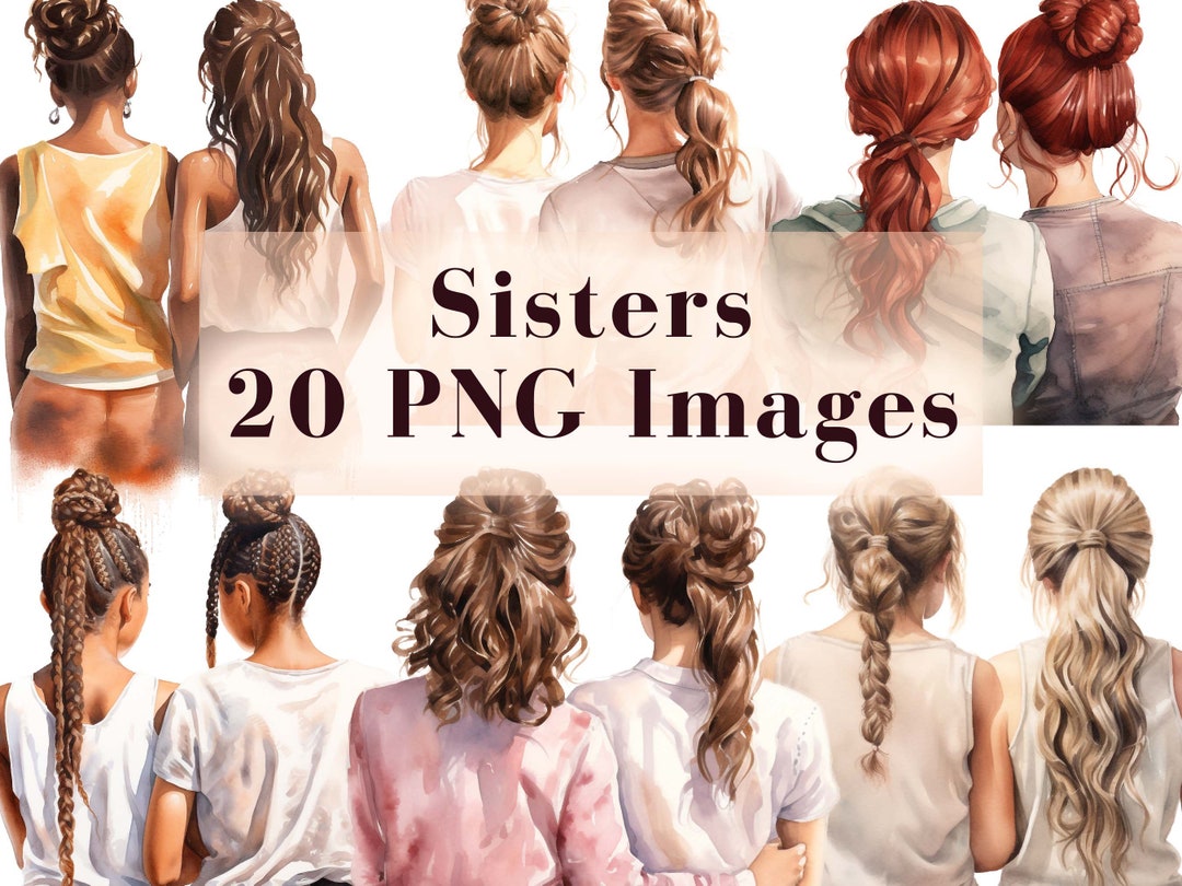 Sisters Clipart – Best Friends PNG Graphics, Sublimation Design ...