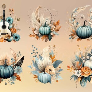 Boho Pumpkin Clipart, Fall Clipart, Thanksgiving Clipart, Watercolor ...