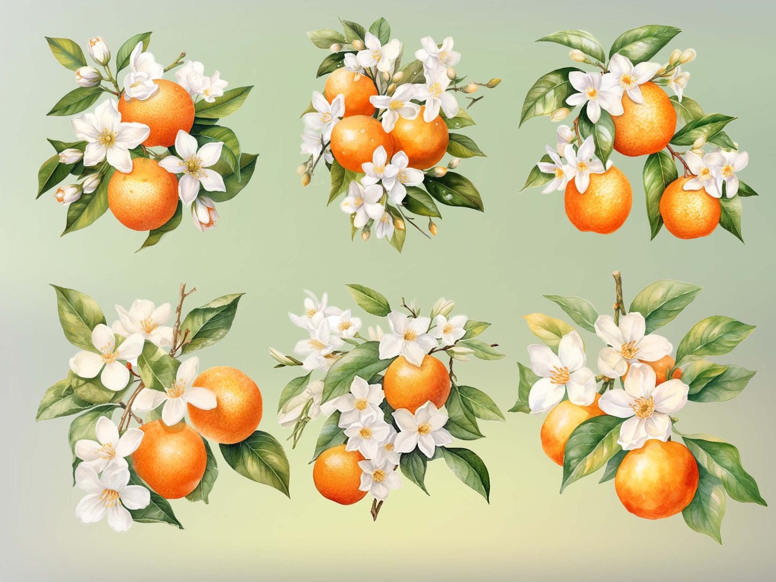 Watercolor Orange Clipart - 21 PNG Clip Art Graphics - Orange Twig ...