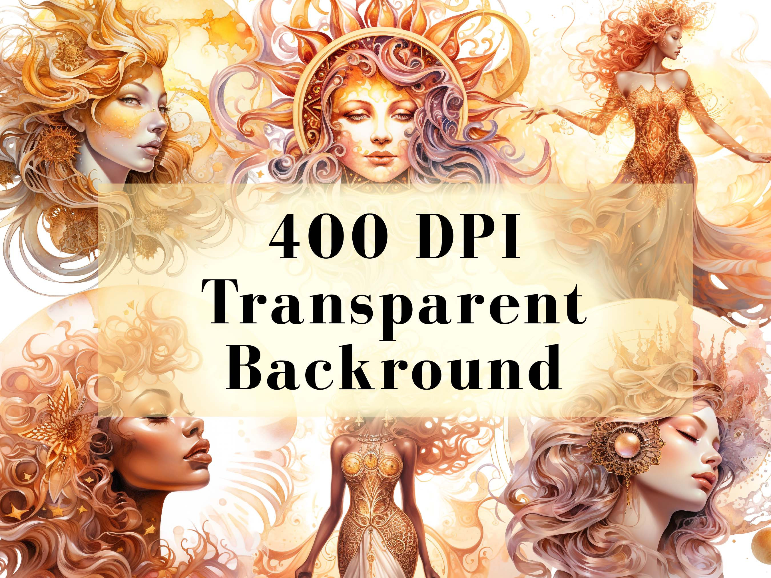 Celestial Clipart, Sun Goddess Clip Art, 20 Fantasy PNG Bundle ...