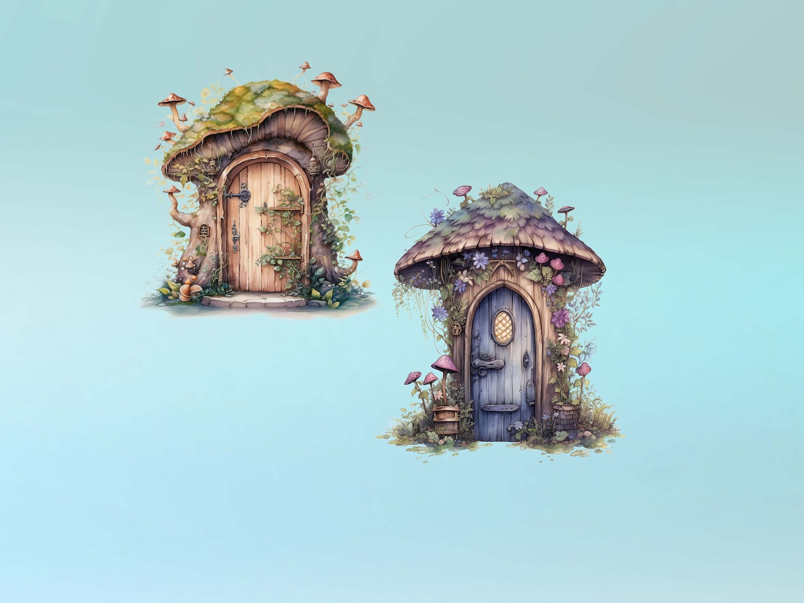 Enchanted Fairy Doors Clipart, 20 PNG Bundle, Magic Woodland Clipart ...