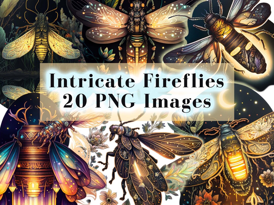 Intricate Firefly Clipart Bundle - 20 PNG With Transparent Background ...