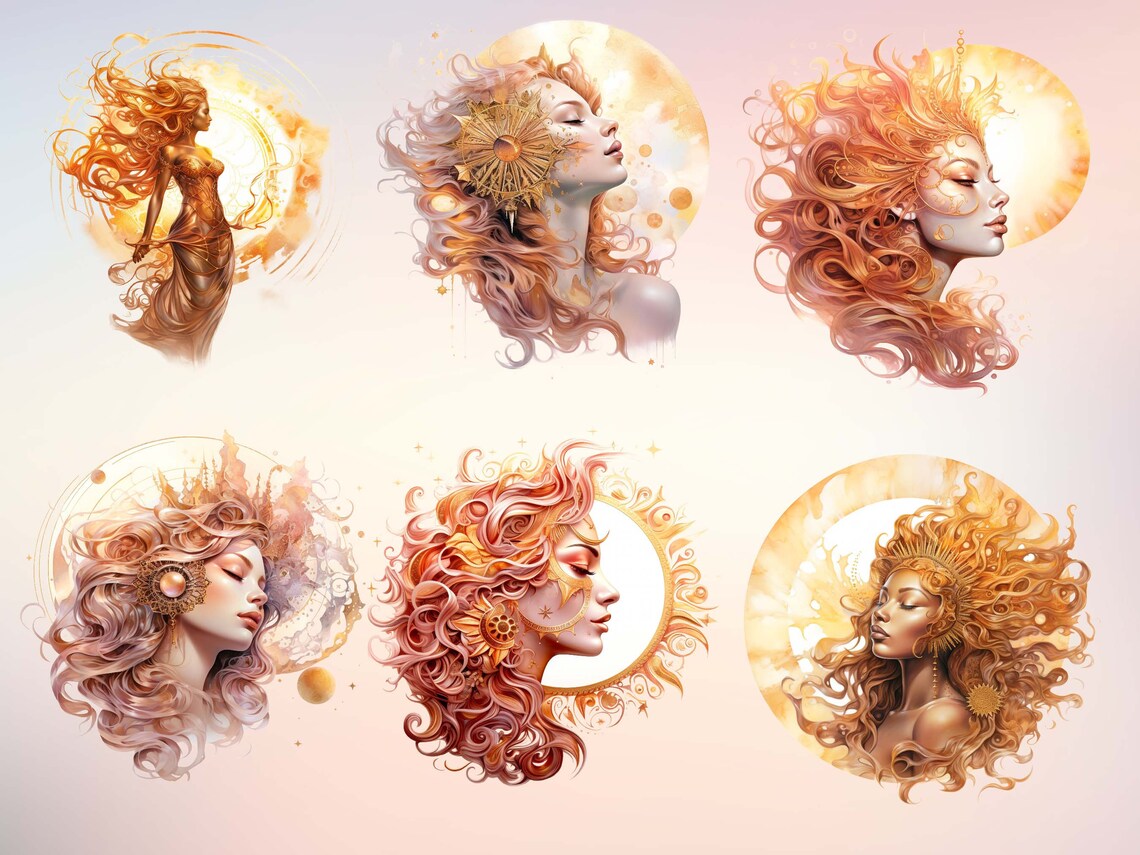 Celestial Clipart, Sun Goddess Clip Art, 20 Fantasy PNG Bundle ...