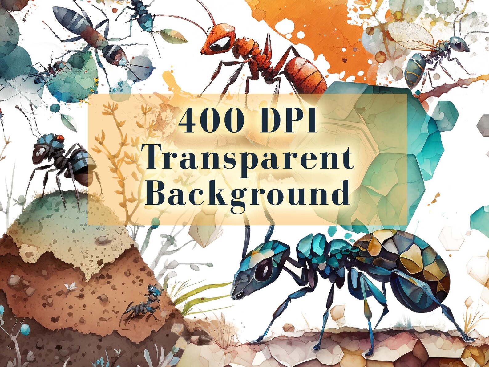 Watercolor Ants Clipart Bundle, 20 Digital Ants PNG, Watercolor Art ...