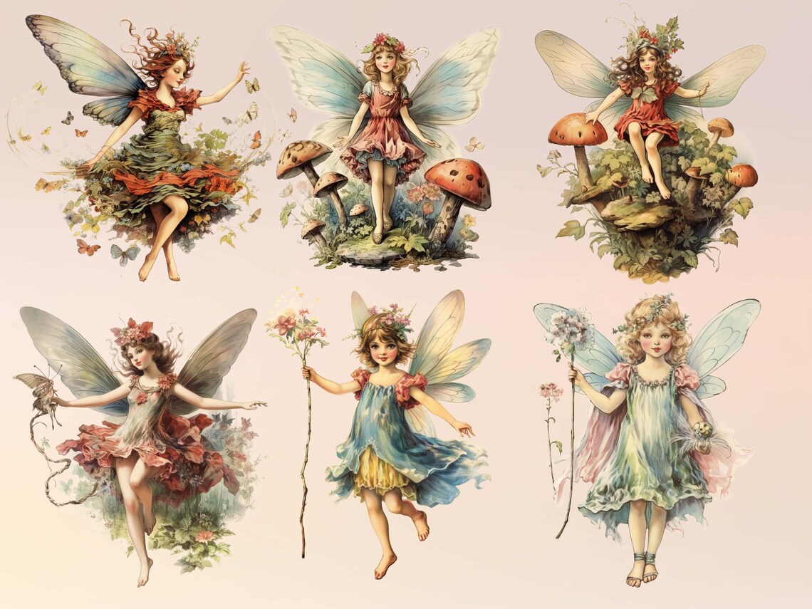 Vintage Fairy Clipart Bundle 20 PNG Graphics, Fantasy Art, Fairy Tale ...