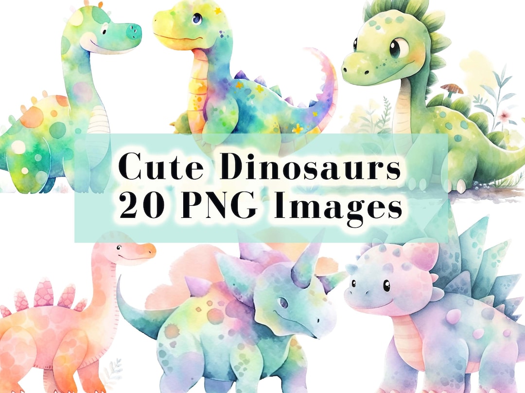 Watercolor Dinosaur Clipart Bundle 20 PNG Nursery Clip Art, Dinosaur ...