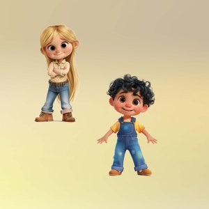 Quirky Kids Clipart Bundle 20 PNG, Mixed Media Whimsical Kids Clip Art ...