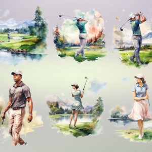 Watercolor Golf Clipart Golf Club PNG Golfer Graphics Golf Ball Clipart ...