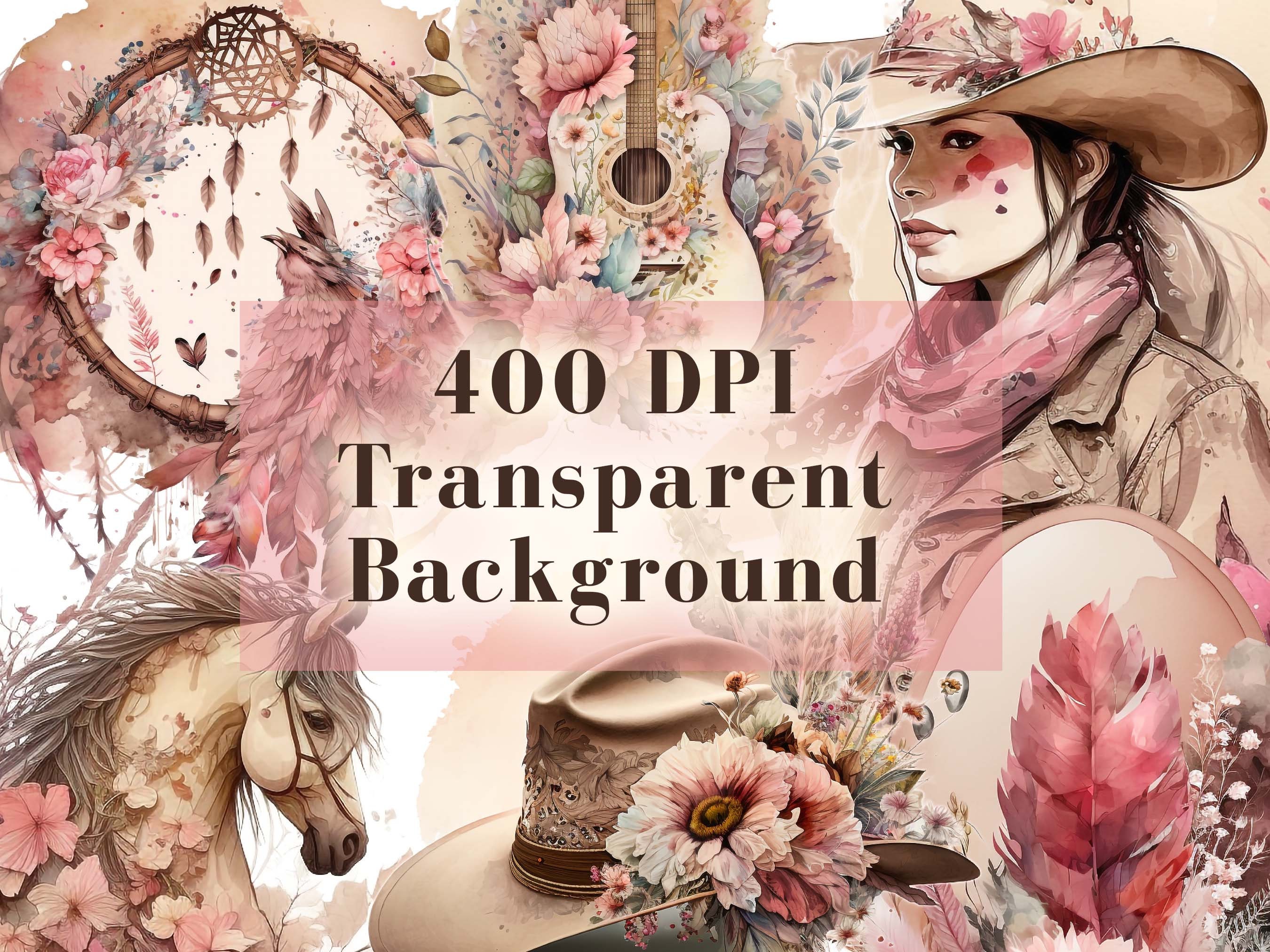 Watercolor Western Boho Clip Art Bundle 20 PNG Graphics, Bohemian ...