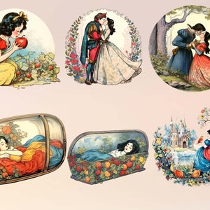 Snow White Clipart Bundle 20 PNG Graphics, Seven Dwarves PNG, Digital ...