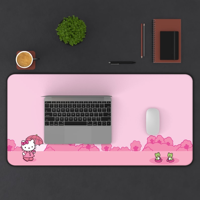Hello Kitty Mouse Pad Hello Kitty Pink Umbrella and Frogs - Etsy