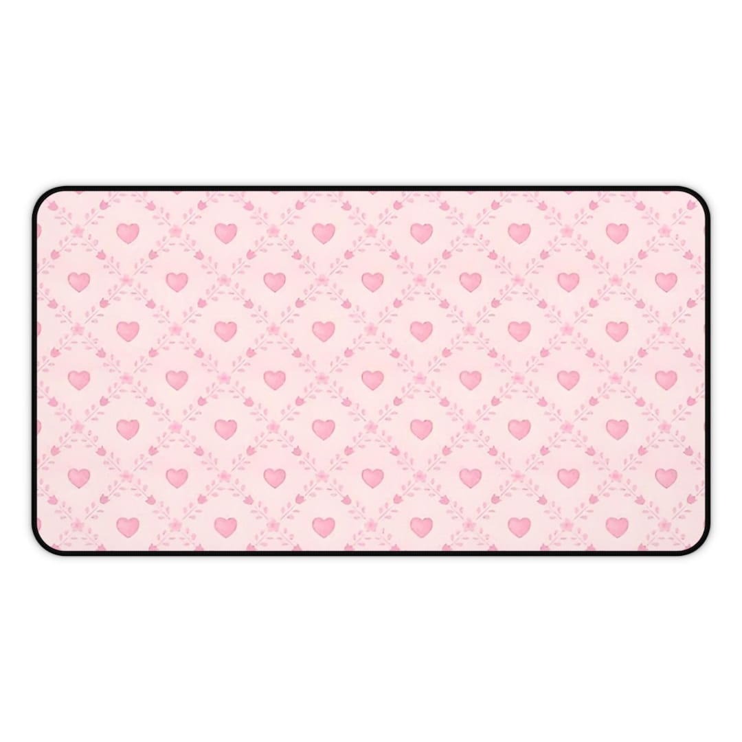 Heart Pink Pattern Mouse Pad | Simplistic Minimalist | Cute Desk Mat ...