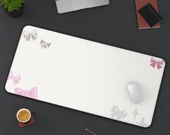 Bow and Ribbon Cute Pattern Mouse Pad Simplistic Minimalist Cute Desk ...